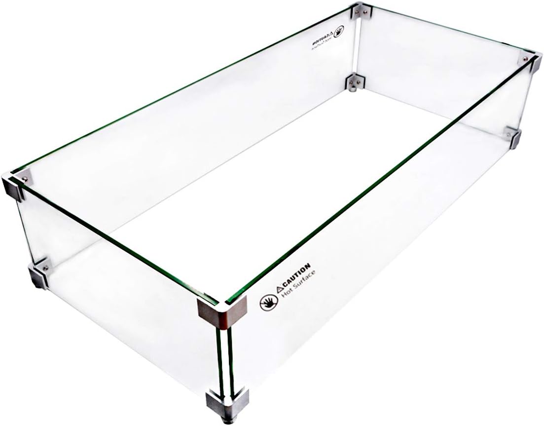 Amazon.com : GasSaf Fire Pit Glass Wind Guard Square 17.5 x 17.5, Fire ...