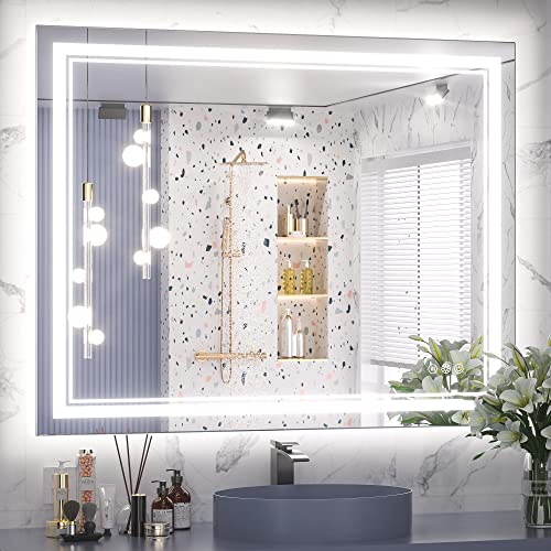 Keonjinn LED Bathroom Mirror with Frontlit and Backlit 40 x 32 Inch ...