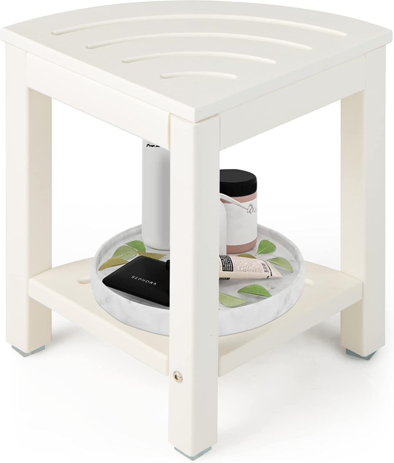 Amazon.de: LIFEZEAL Eck Badhocker Duschhocher, Sitzhocker mit Ablage ...