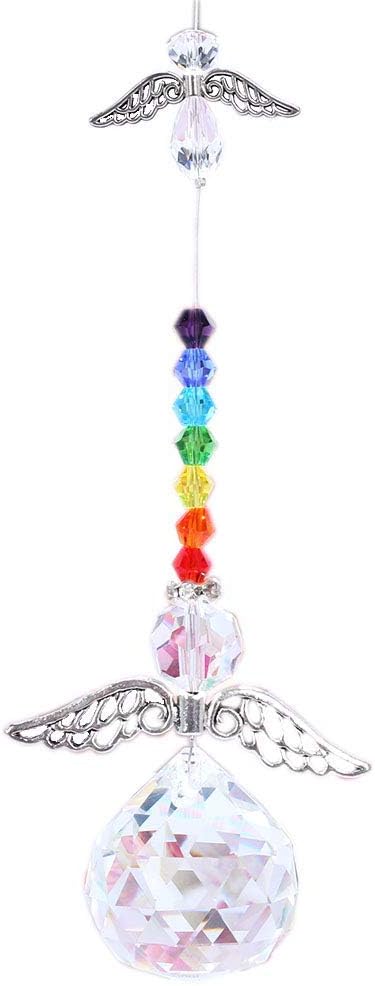 Amazon.com: Crystalsuncatcher Hanging Crystal Angel Suncatcher Chakra ...