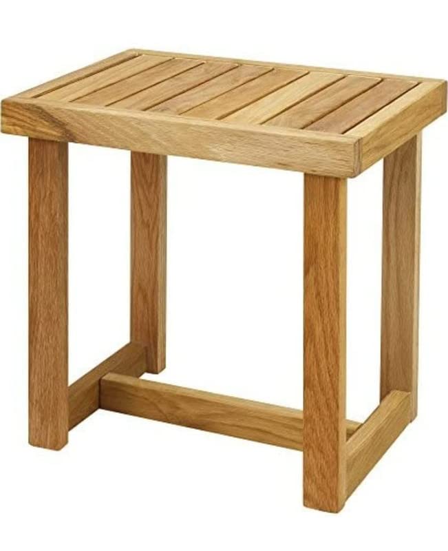 EARLYWOOD Teak Wooden Sitting Stool with Shelf for Living Room and ...
