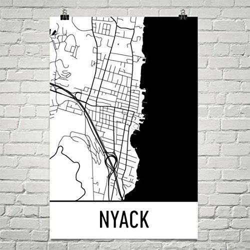 Amazon.com: Nyack NY Map, Hudson River Art, Tappan Zee Print, Nyack ...
