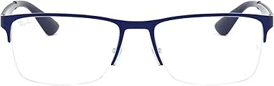 Ray-Ban Rx6335 Rectangular Metal Eyeglass Frames, Blue On Gunmetal/Demo ...
