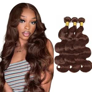Amazon.com : Color 4 Human Hair Bundles Brown Body Wave Bundle Mixed ...