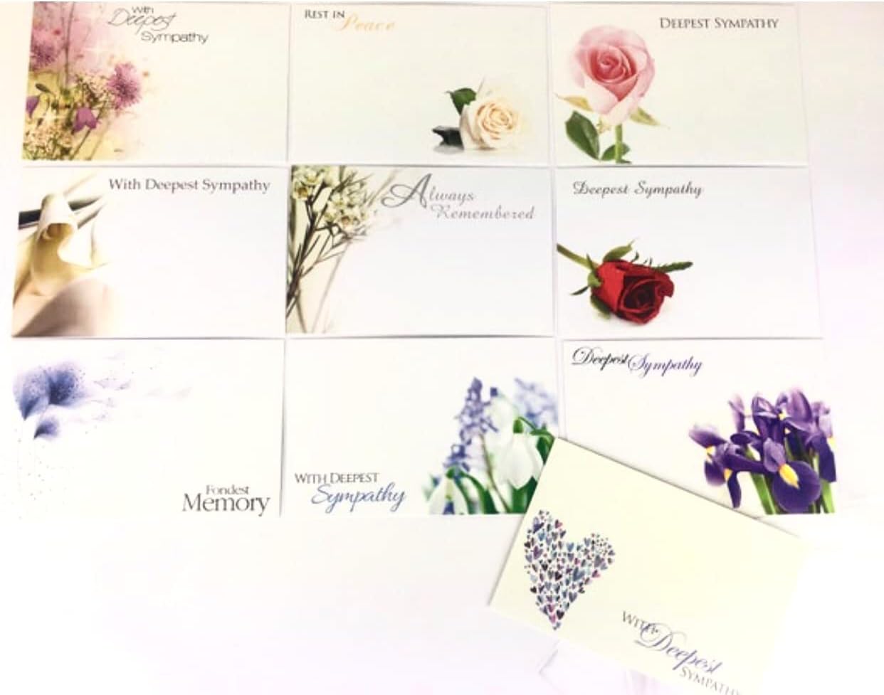 Pack of 9 Large Blank Florist Cards - 12.5 x 9cm - Flower Sympathy ...