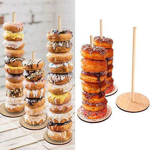 Amazon.com: UgyDuky Wood Donut Stands - Set of 3 Donut Display Stands ...