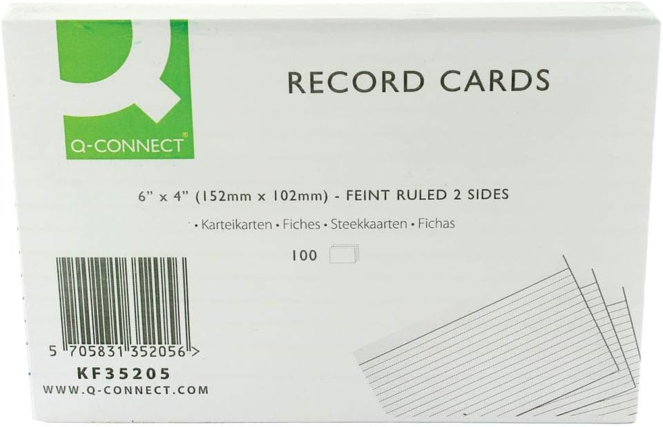 Silvine 8x5" White Record Cards - Plain, 100 cards per pack. Ref 785 ...
