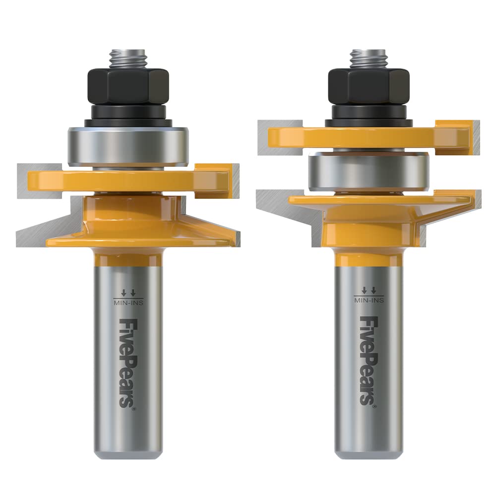 Snapklik.com : Fivepears Bevel Rail And Stile Router Bits Set 1/2 Inch ...