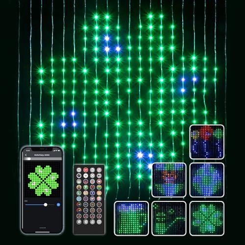 echosari Smart LED Curtain Lights USB,400 LED Dynamic Pattern DIY ...