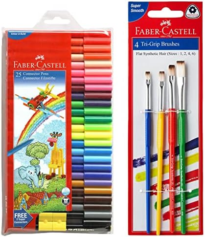 Faber-Castell Connector Pen Set - Pack of 25 (Assorted) Tri-Grip Brush ...
