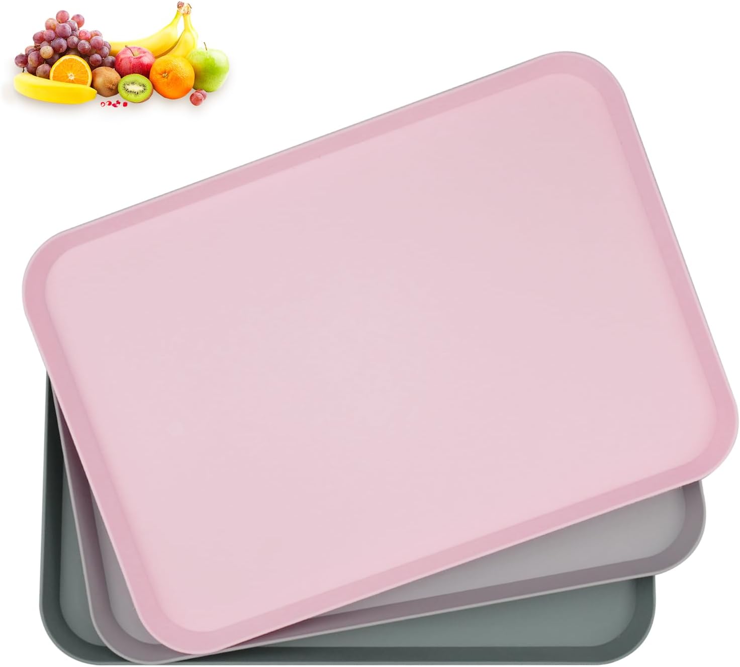 ZoZoMaiy 3Pcs Fast Food Serving Trays Plastic Drink Tray Anti-Slip ...