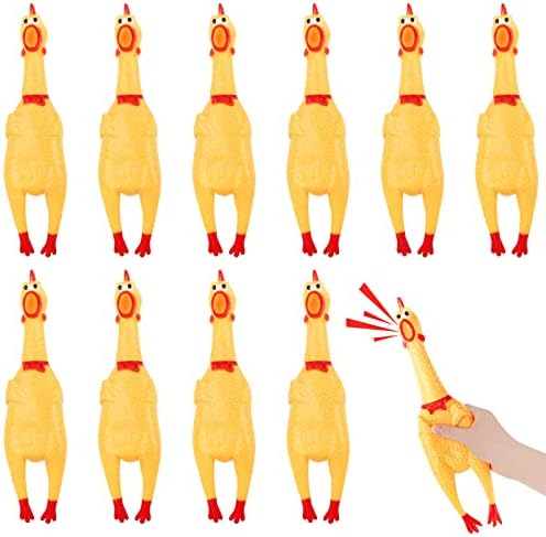 Xugoox 12PCS Screaming Chickens, Squeaky Rubber Chickens Novelty ...