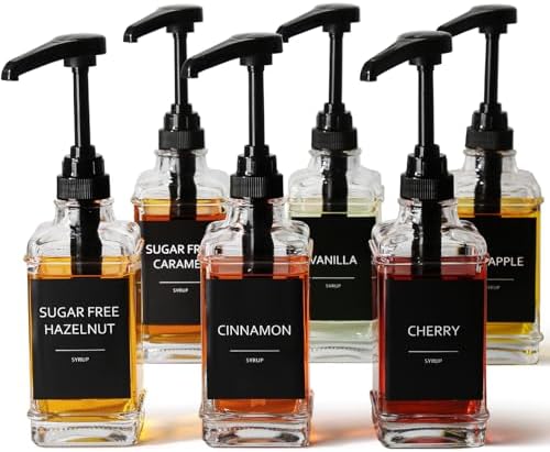 Kitchen Condiment Organizer With Labels 12 Pcs Coffee Syrup Dispenser ...