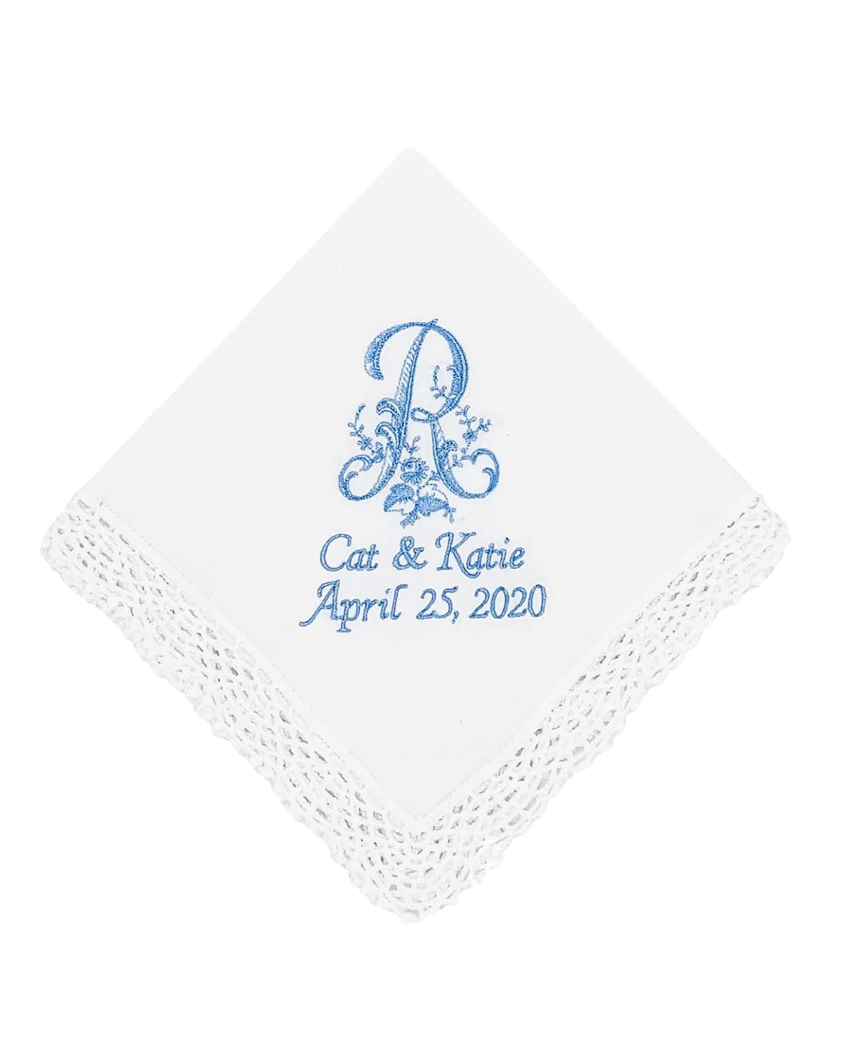 Amazon.com: Something Blue Wedding Handkerchief for Bride and Groom ...