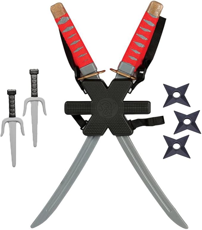 Ninja Double Sword Backpack Set Assassin Warrior Toy Weapon 8 Piece Kit ...