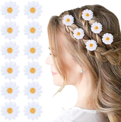 Amazon.com : 12 PCS Daisy Hair Clips, White Daisy Flower Hair Clips ...