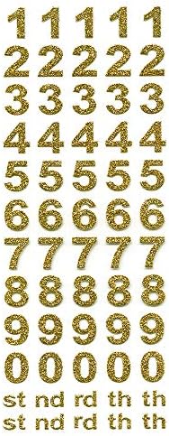 15mm Bold Gold Glitter Number Stickers - Self Adhesive Birthday Card ...