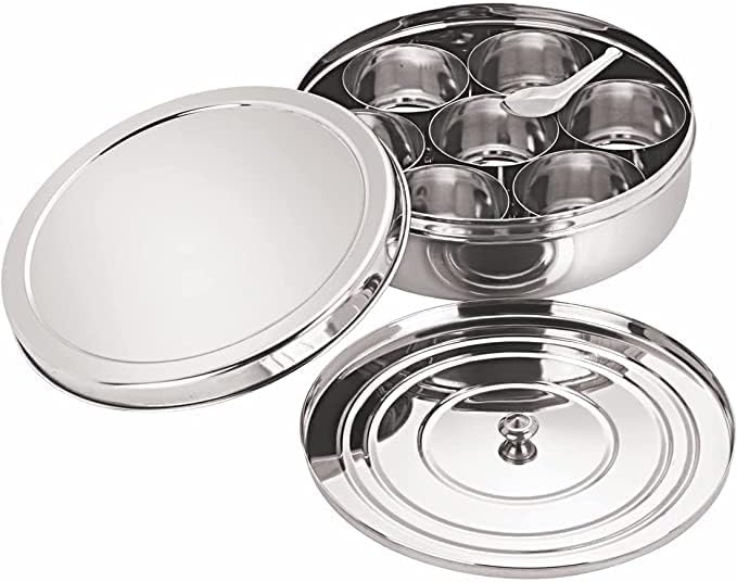 Amazon.com: Spice Container - Masala Dabba - 7 Compartments, Masala Box ...