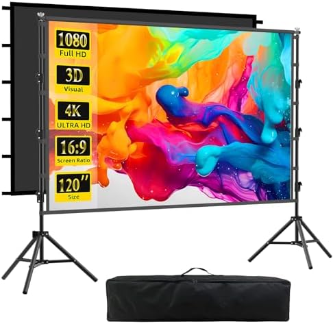 Amazon.com: Outdoor Projector Screen with Stand, 120 inch Indoor Movie ...