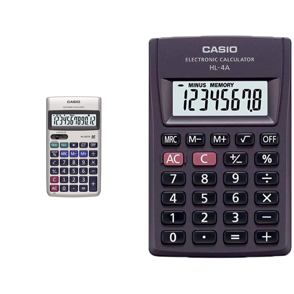 Casio HL-122TV Portable Calculator with Metal Faceplate & GT Key, 12 ...