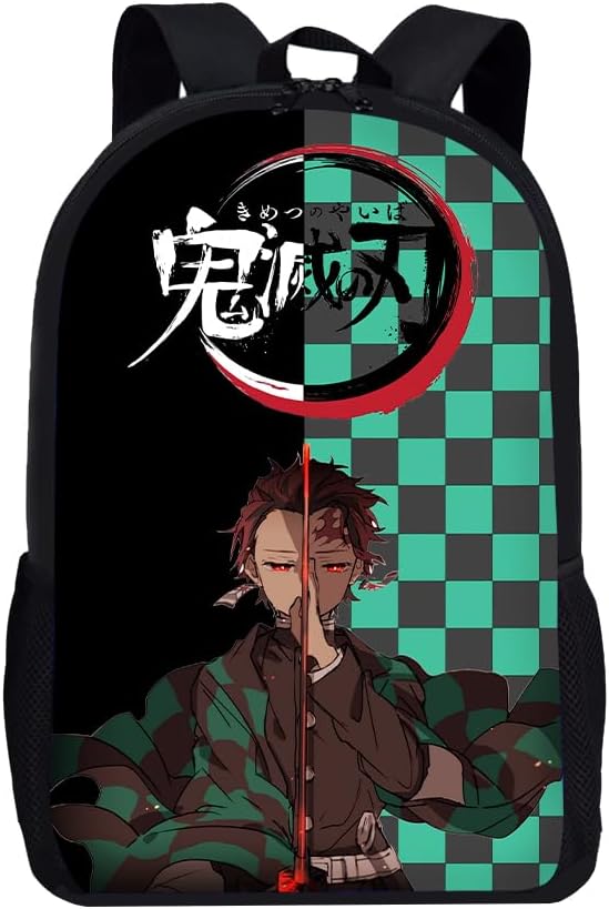 Amazon.com: Bioworld Demon Slayer Tanjiro Checkered Backpack : Clothing ...