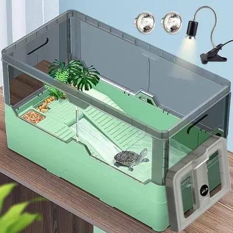 rizopets Turtle Tank kit with Filter+Water Pump+Wheels, Easy to Move ...