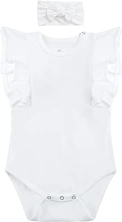 Amazon.com: O2 BABY Organic Cotton Onesie Baby Girl Ruffle Romper ...