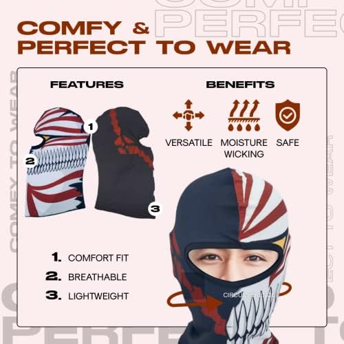 Anime Ski Mask with Design - Black Balaclava Summer Winter Masks for ...