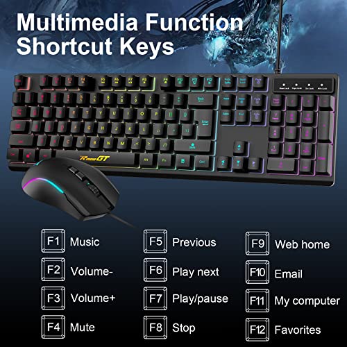 Gaming Keyboard and Mouse Combo with Mouse Pad, RaceGT 3 in 1 Gaming ...