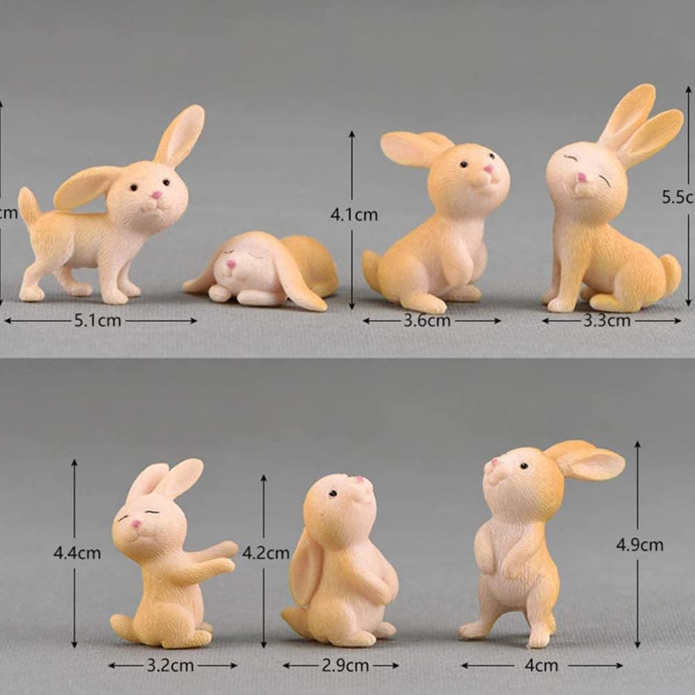 14 Pieces Animal Figures Set Cute Mini Plastic Rabbit Figurines ...