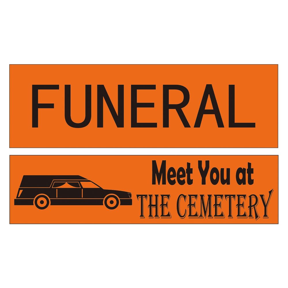 Amazon.com - Funeral Stickers Bright Orange | 11" x 3.5" | Remembrance ...