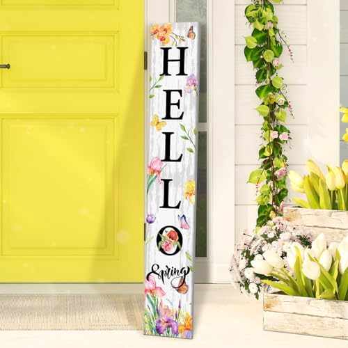 Amazon.com : Beeveer Hello Spring Porch Sign 47 x 8 Inches Colorful ...