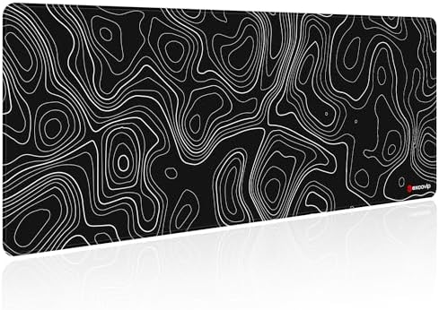 Minimalistic Topographic Map Gaming Mouse Pad - Large Desk Mat with ...