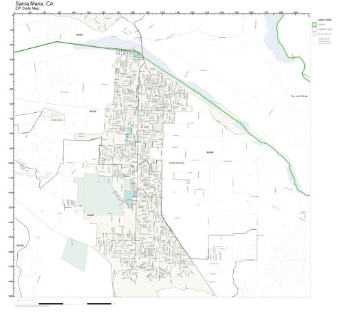 Amazon.com : ZIP Code Wall Map of Santa Maria, CA ZIP Code Map ...