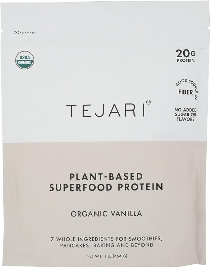 Amazon.com: Tejari Organic Vanilla Plant Protein, 16 OZ : Grocery ...