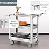 Amazon.com: 3-Tier 14 Gauge Stainless Steel Utility Cart, 1100 lbs Heavy Duty Service Cart with ...