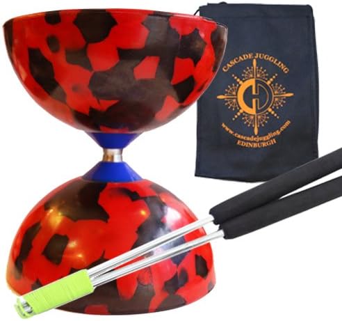 Red & Black Jester Diabolo with Aluminium 'Metal' Sticks and Carry Bag ...