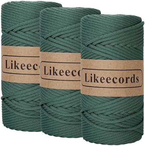 Amazon.com: Likeecords 3 Skeins of 4mm Polyester Braided Macrame Cord ...