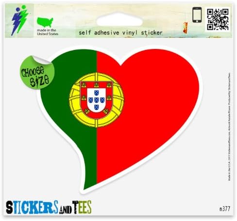 Amazon.com - Portugal Flag Heart Vinyl Car Bumper Window Sticker 5" x 3"