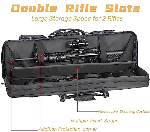 ACEXIER Double Rifle Bag Padded Lockable Carbine Long Rifle Backpack ...