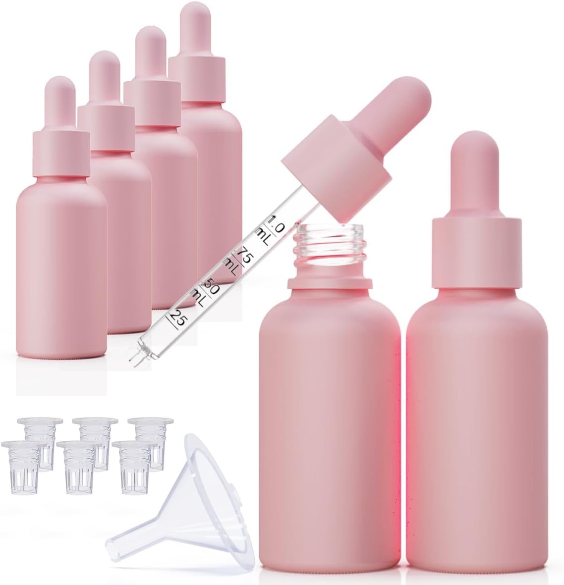 Amazon.com: seafulee 1oz Pink Coated Glass Dropper Bottles (30ML) with ...