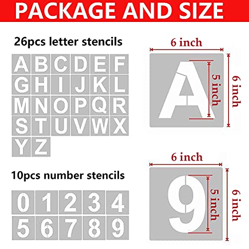 Snapklik.com : YEAJON 6 Inch Letter Stencils And Numbers, 36 Pcs ...
