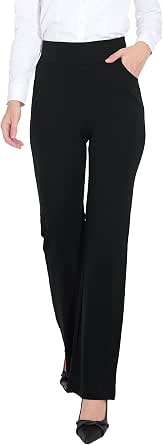 ZTN Women's High Waist Pull-On Dress Pants Tummy Control Work Pants for ...