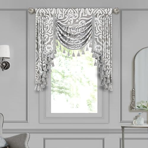 Amazon.com: Loom and Mill Contemporary Jacquard Waterfall Valance for ...