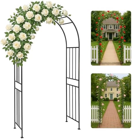 Amazon.com : IDZO 86in Metal Garden Arbor Arch, Sturdy & Durable ...