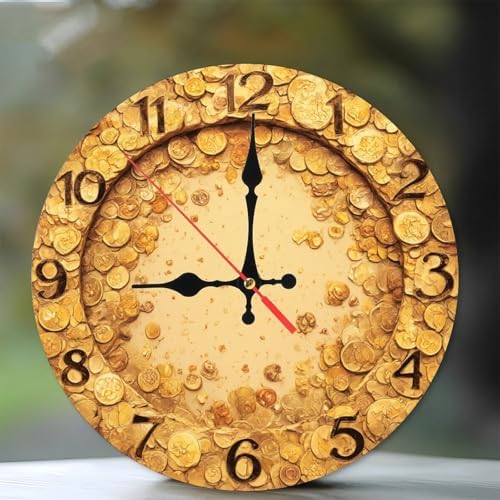 Amazon.com: Lancholy Gold Coin Clock Wall Decor Unique Gift Home Decor ...