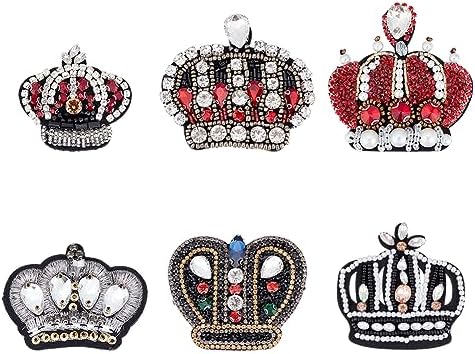 Amazon.com: FINGERINSPIRE Crown Rhinestone Patches Crown Sewing on ...