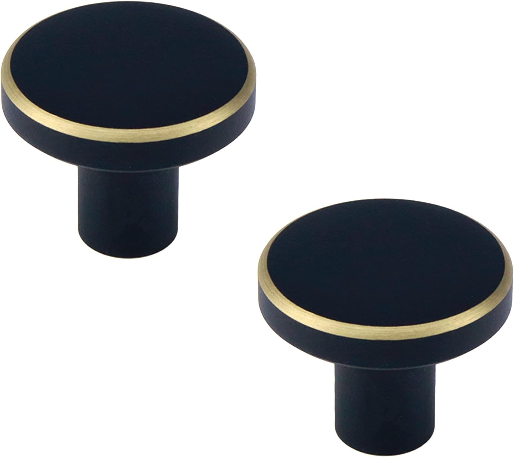 UniDes 2 Pack Solid Brass Knobs,Round Black knobs for cabinets and ...