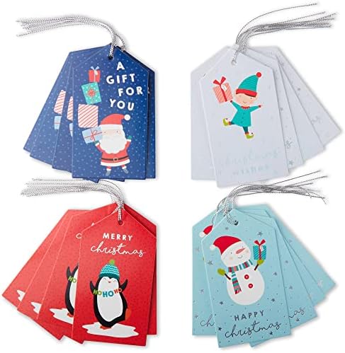 Luxury Christmas Tags for Gifts with Silver String - Assorted Designs ...