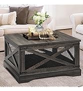 Amazon.com: HOKYHOKY Square Coffee Table with Storage - 31.5" Farmhouse ...